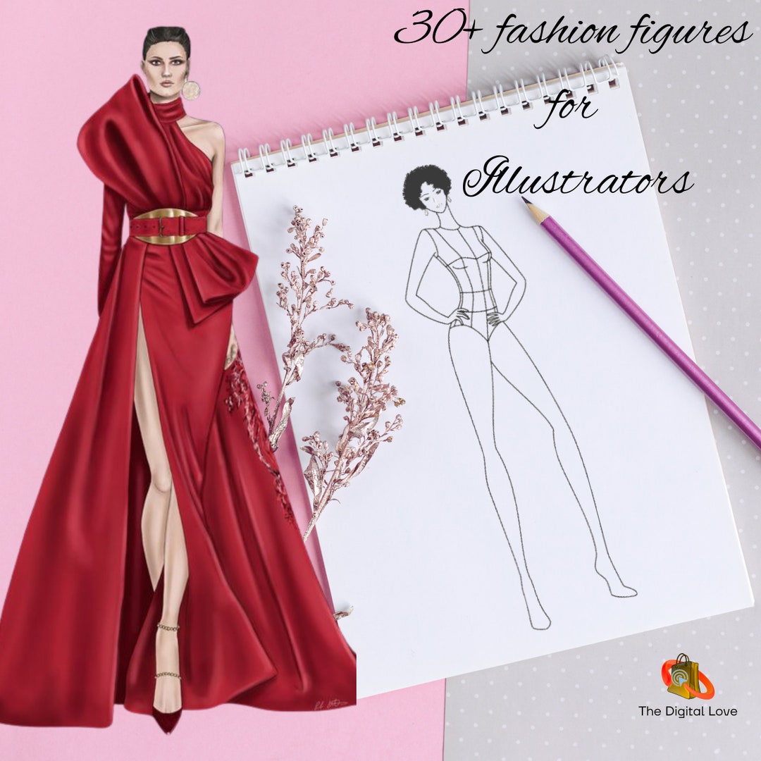 Fashion Croquis Template 30 Poses Female Croquis Digital Fashion Figure ...
