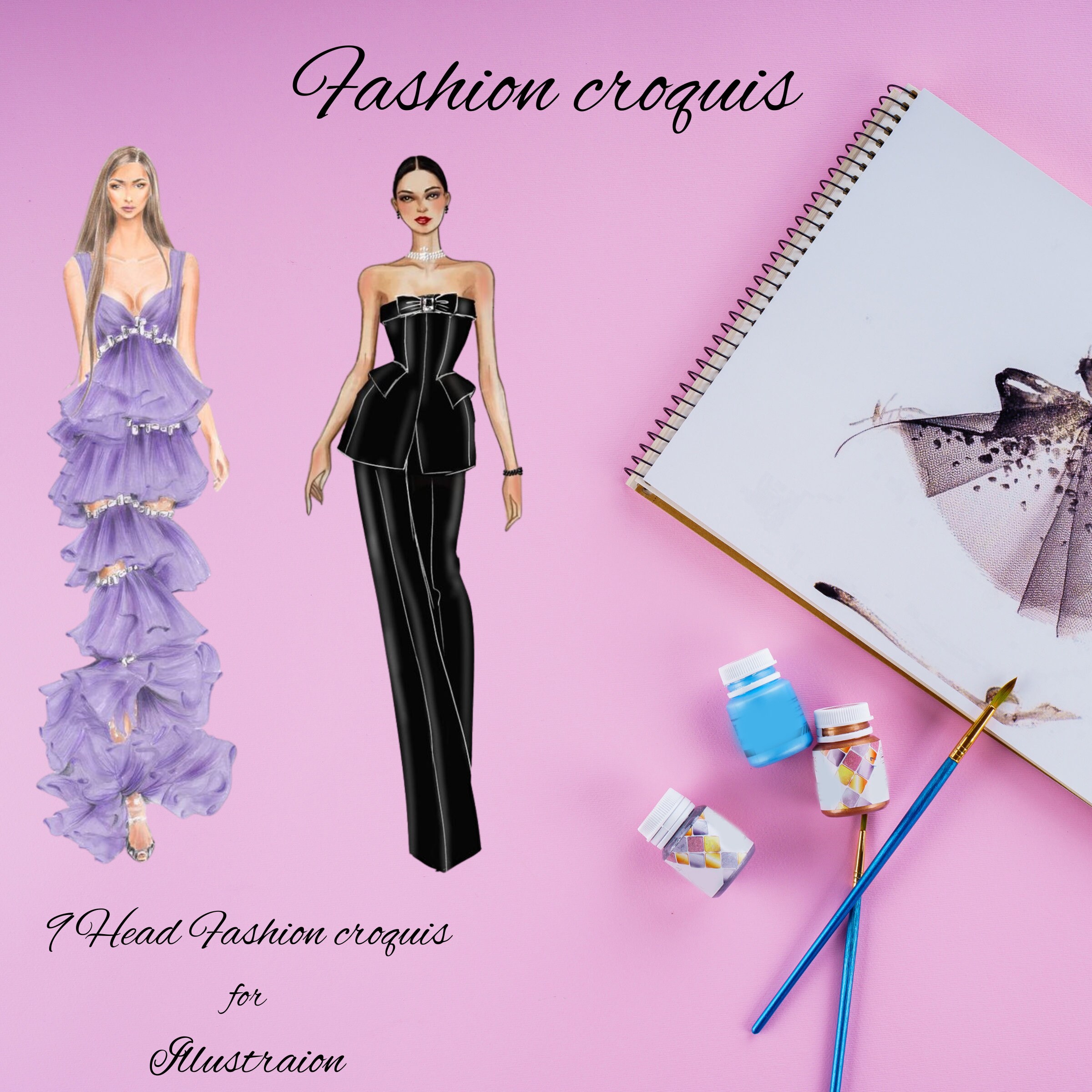 Fashion Croquis Template 30 Poses Female Croquis Digital Fashion Figure ...