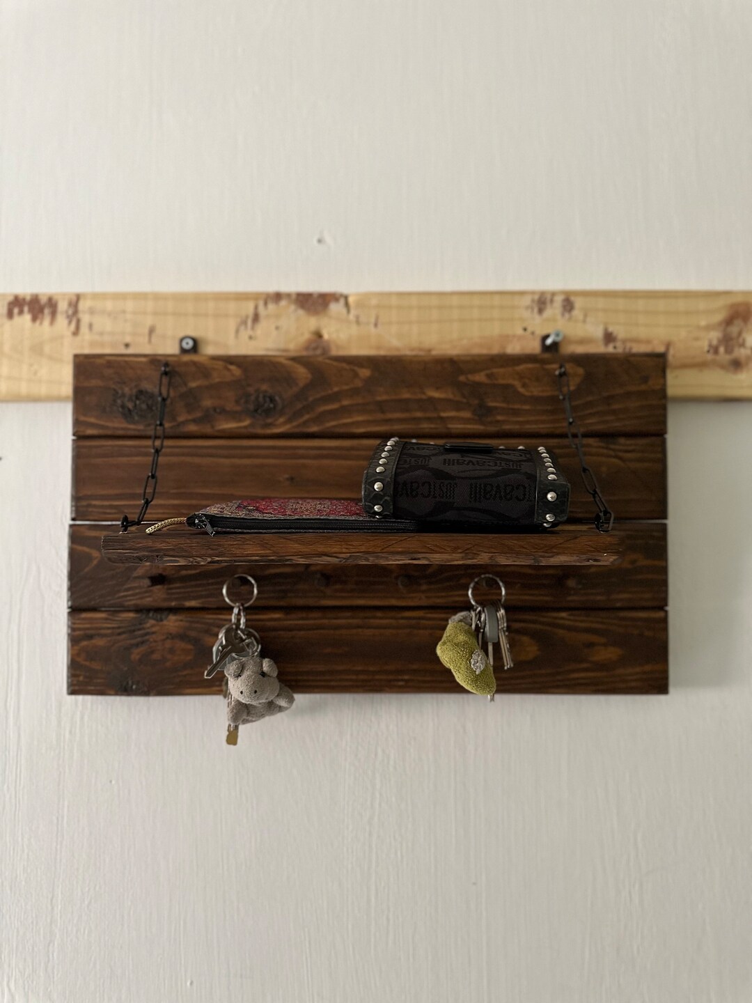 Rustic Wall Pocket Tray Shelf, Organizer in Recycled Pallet Wood With ...