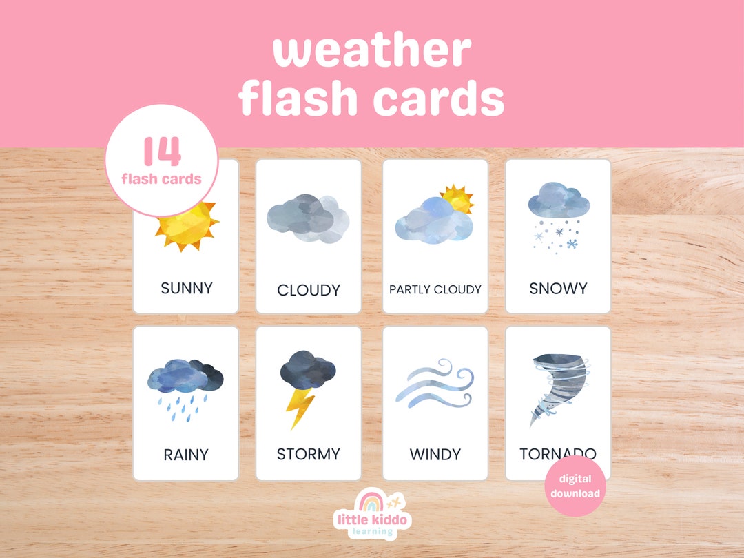 14 Weather Cards | Montessori Flashcards | Pre-school Cards ...