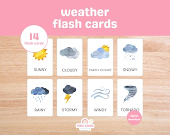 Weather Montessori Cards | Montessori Flashcards | Pre-school Cards ...