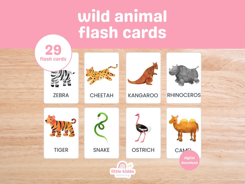 29 Wild Animal Cards | Montessori Flashcards | Pre-school Cards ...