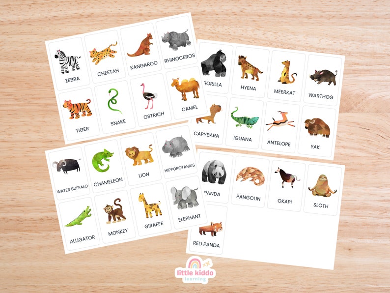 29 Wild Animal Cards | Montessori Flashcards | Pre-school Cards ...