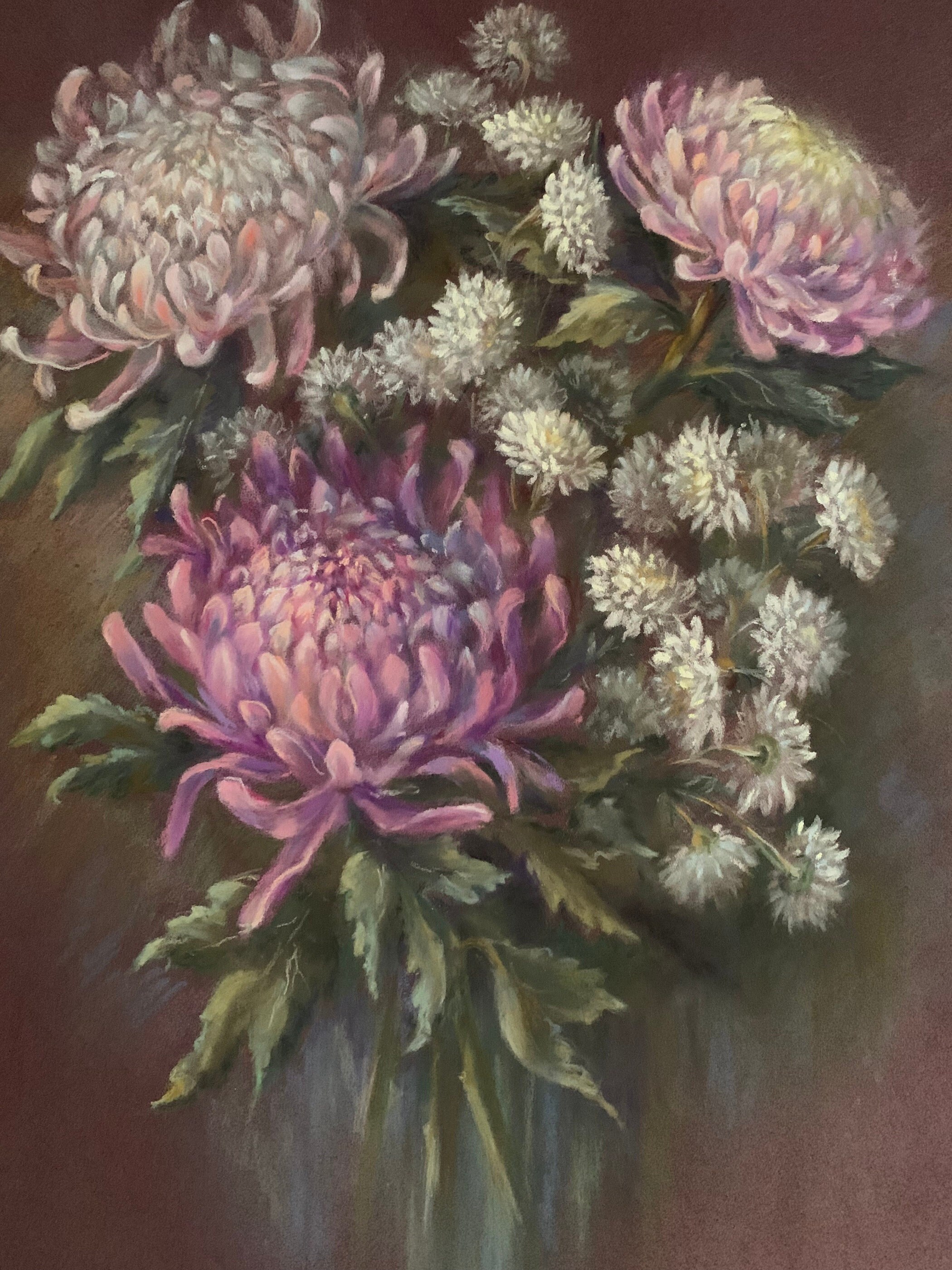 Original Flower Pastel Painting Autumn Flowers Painting Magical Autumn ...