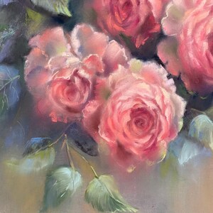 Original Roses Pastel Painting | Pink Bouquet | Roses Painting ...