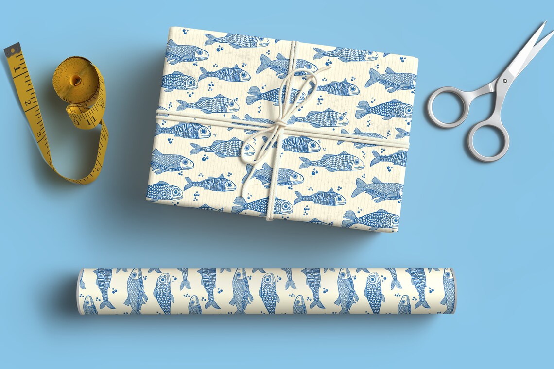 Seaside Mediterranean Fish Pattern, Instant Download, Boho, Beach ...