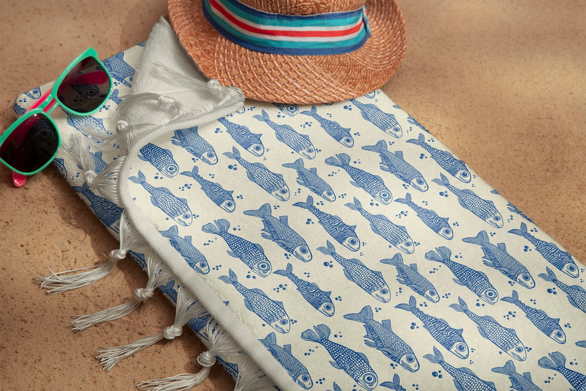 Seaside Mediterranean Fish Pattern, Instant Download, Boho, Beach ...