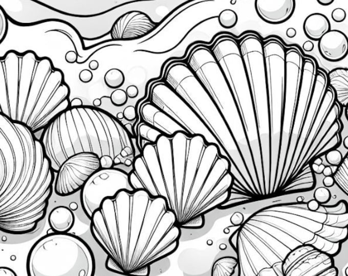 Seashell Coloring Pages Printable, Blank Seashell Templates for Crafts ...