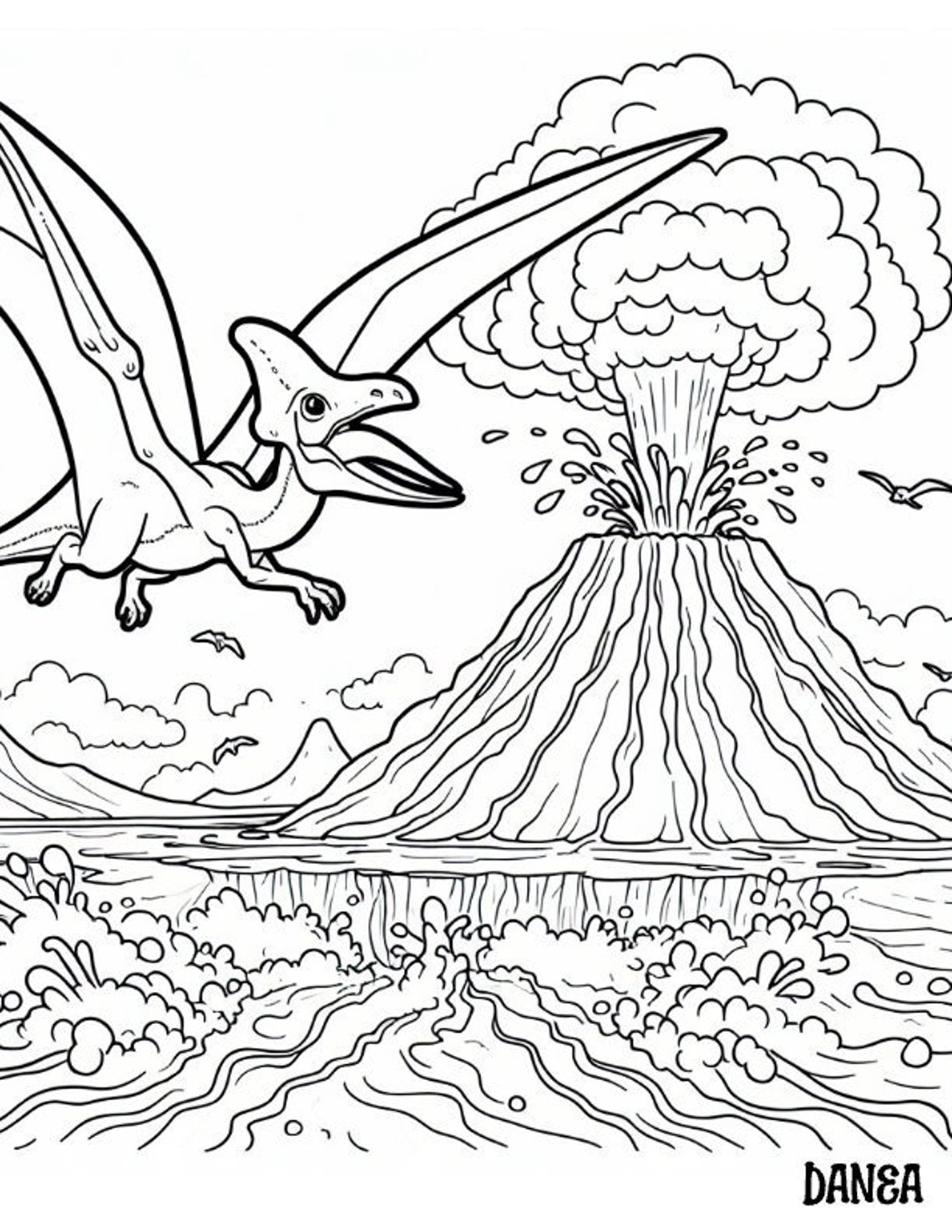Teradactyle Printable Coloring Page | Kids Coloring Page - Etsy