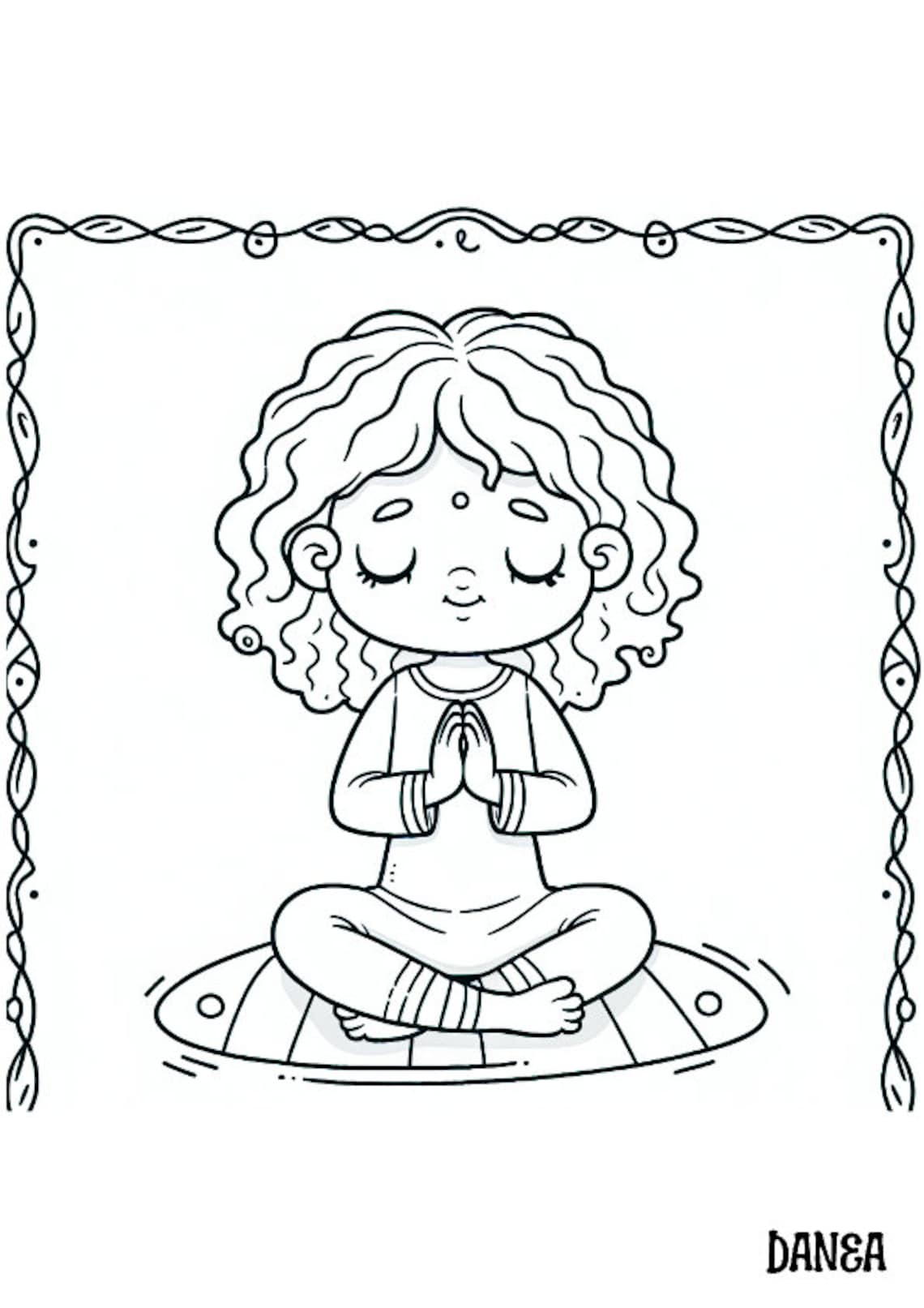 Meditation Coloring Page | Kids Printable Coloring Page - Etsy