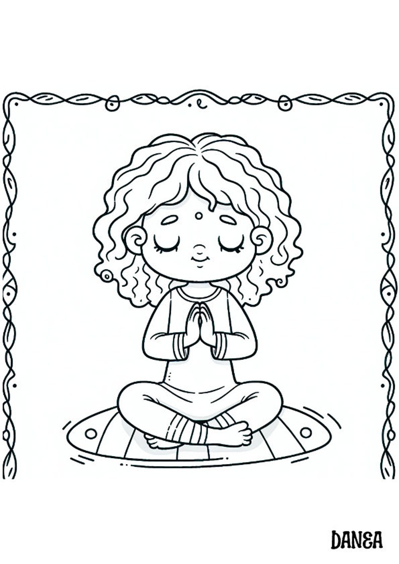 Meditation Coloring Page | Kids Printable Coloring Page - Etsy