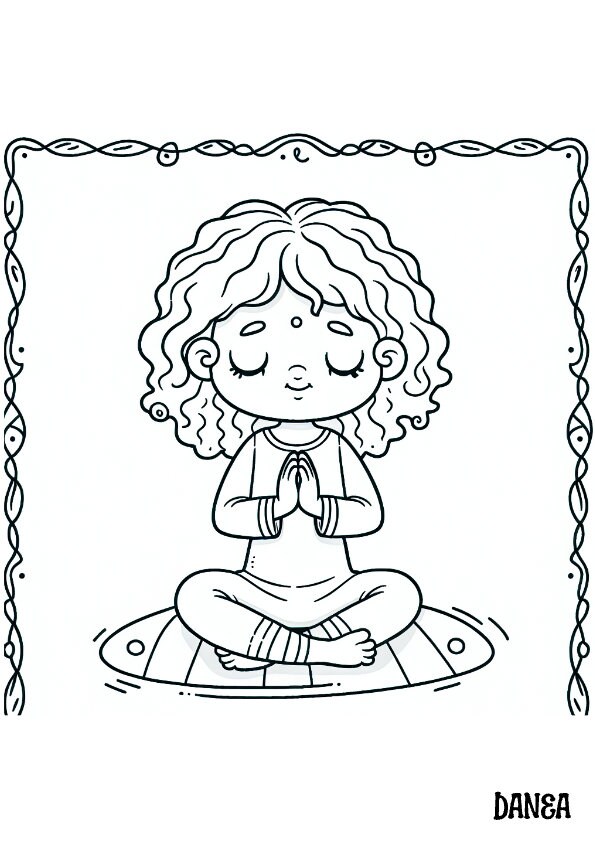Meditation Coloring Page | Kids Printable Coloring Page - Etsy