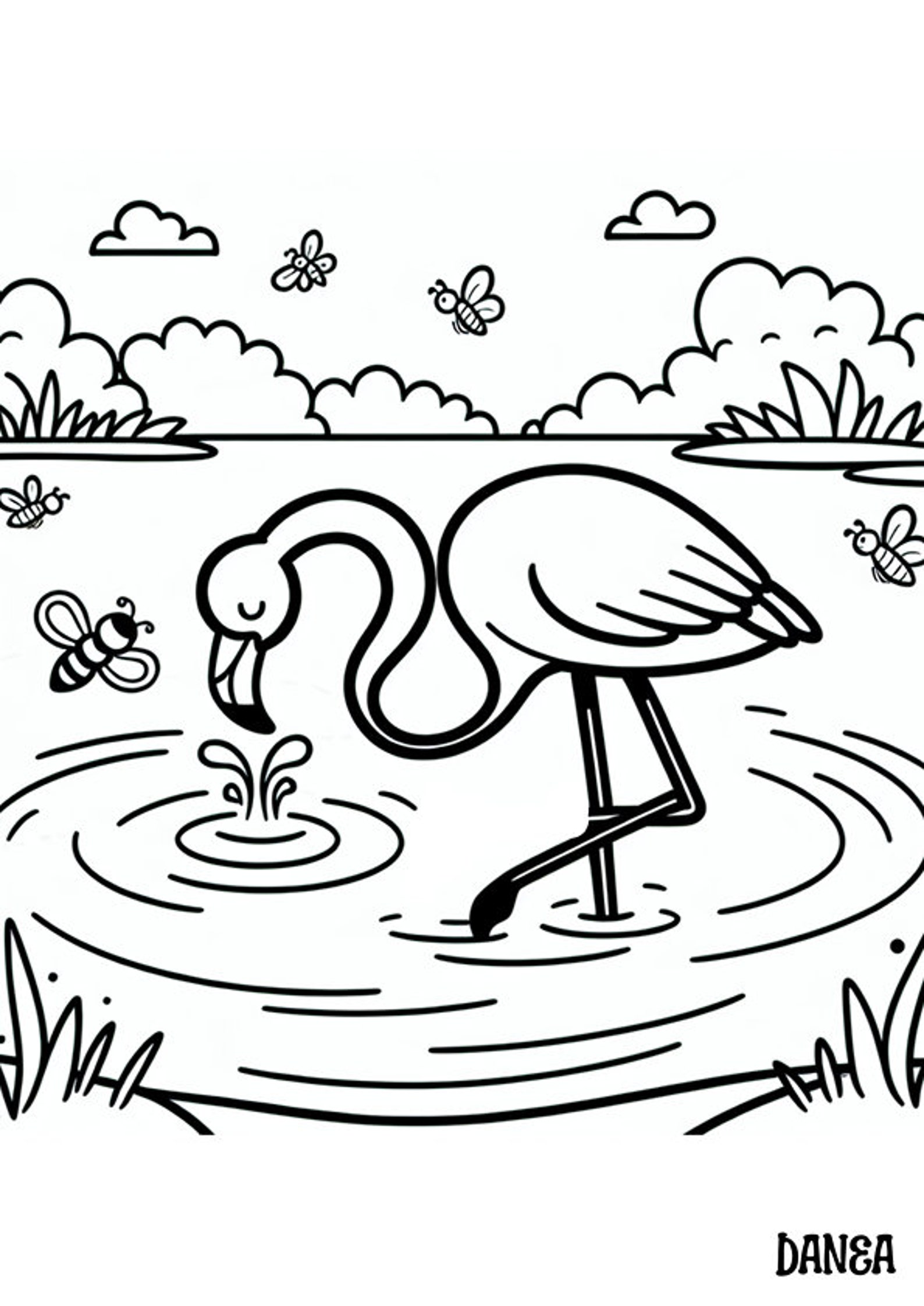 Flamingo Coloring Page | Kids Printable Coloring Page | Zoo Animal ...