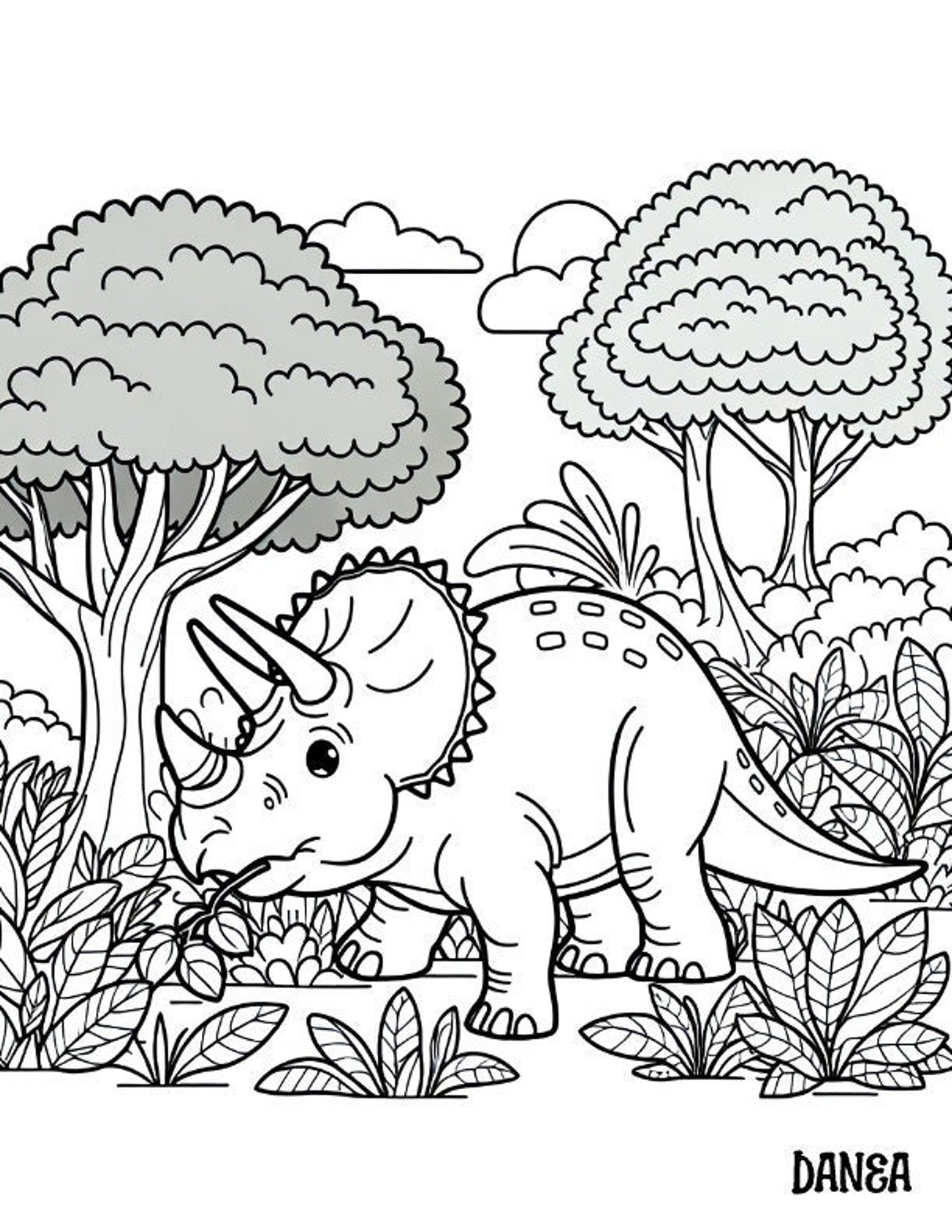 Triceratops Printable Coloring Page Kids Printable Coloring Page - Etsy