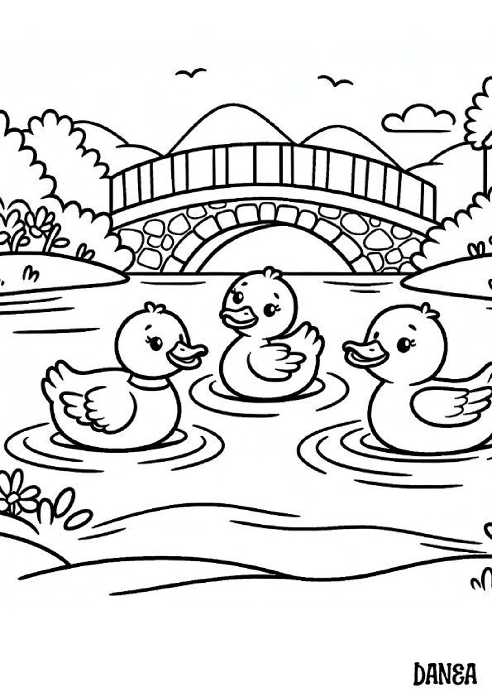 Ducks in A Pond Coloring Page | Kids Printable Coloring Page - Etsy