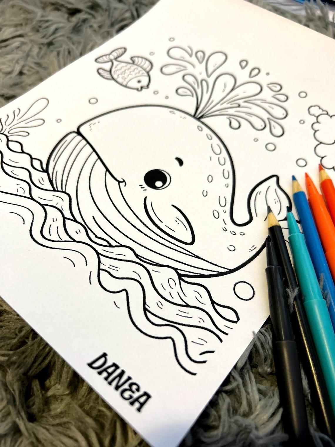 Baby Whale Coloring Page | Kids Printable Coloring Page - Etsy
