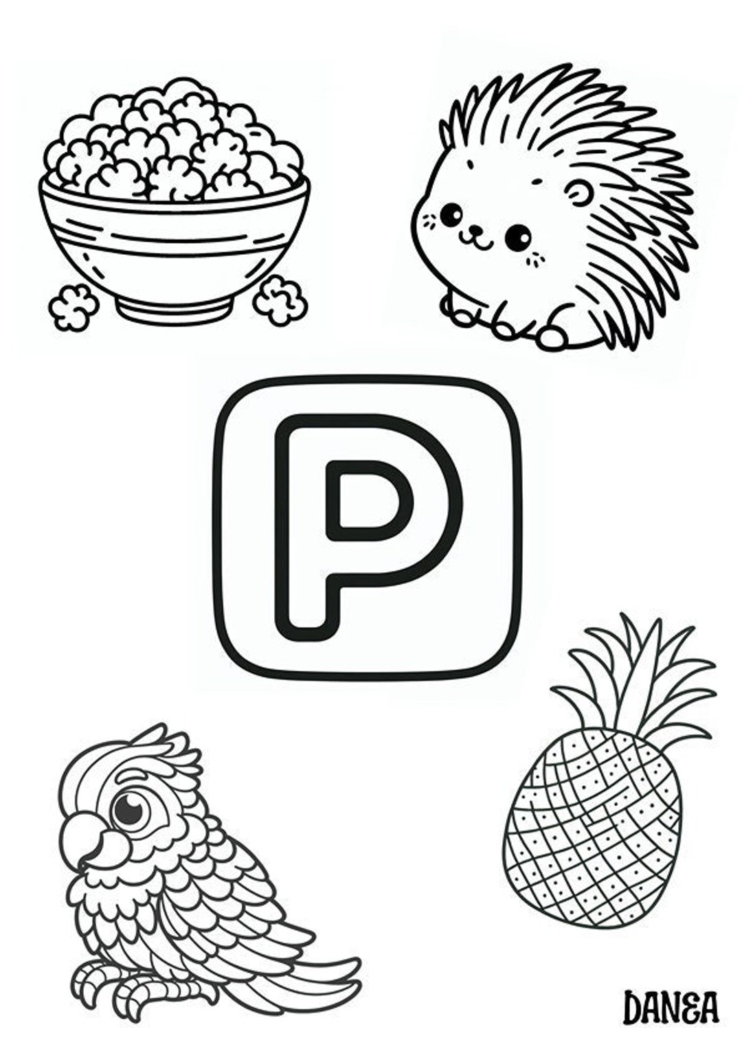 Letter P Coloring Page Learning Abcs Coloring Page Alphabet Printable ...