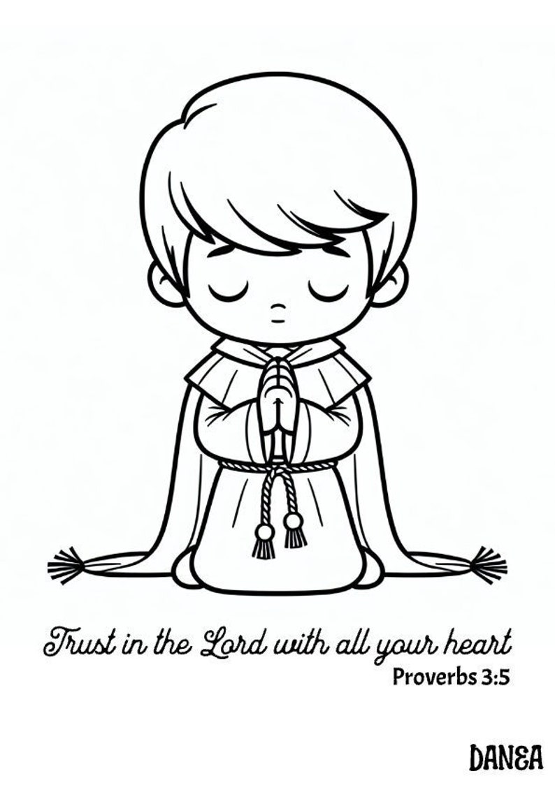 Praying Boy and Bible Verse Coloring Page | Kids Printable Coloring ...