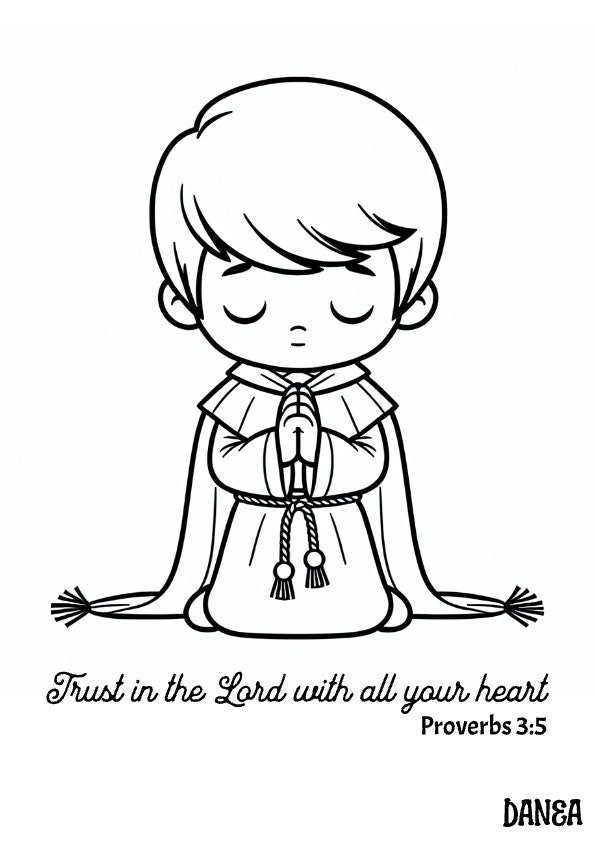 Praying Boy and Bible Verse Coloring Page | Kids Printable Coloring ...