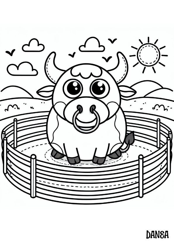 Bull Coloring Page | Farm Animal Coloring Page | Bull Printable ...