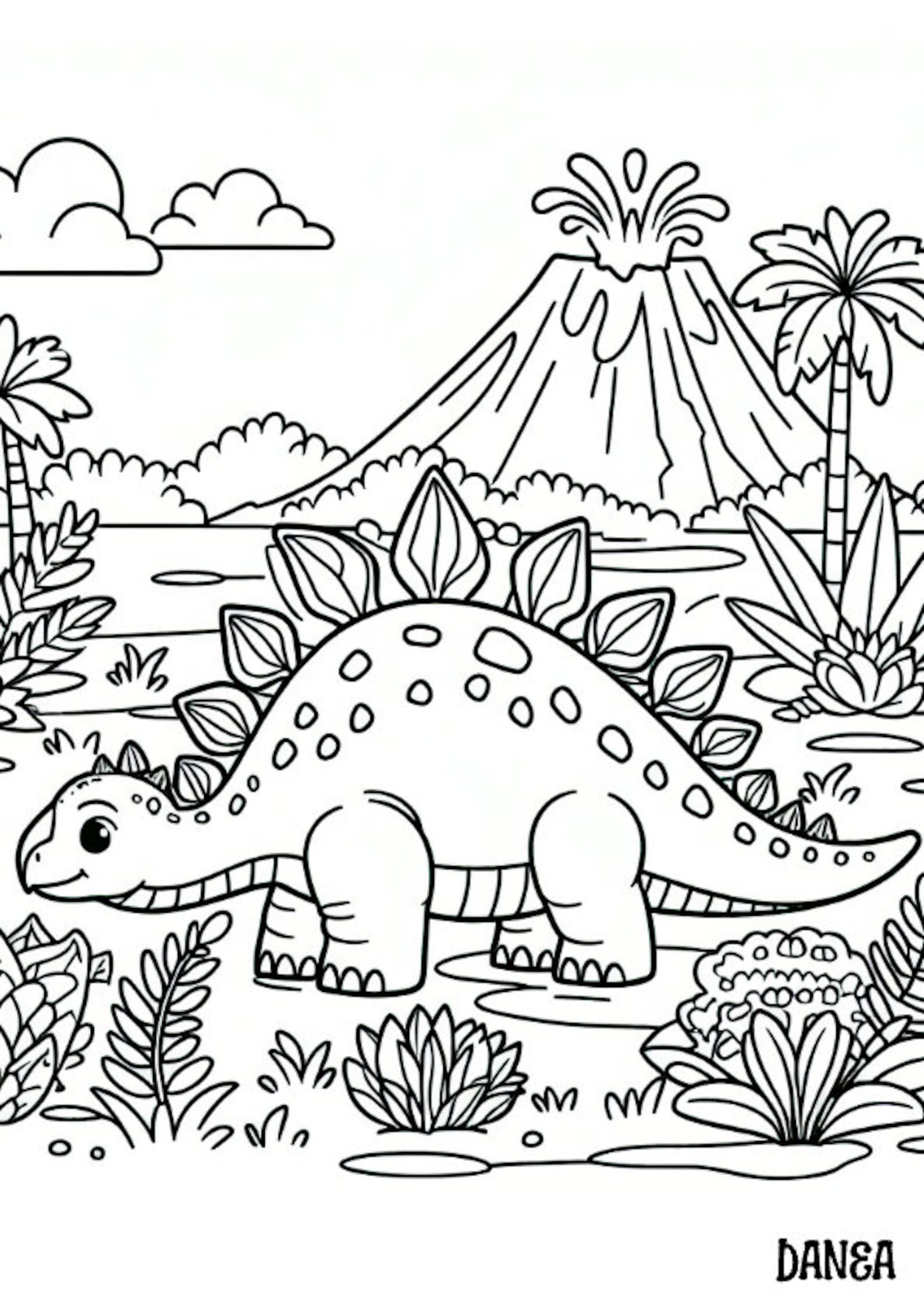 Stegosaurus Coloring Page | Kids Printable Coloring Page - Etsy