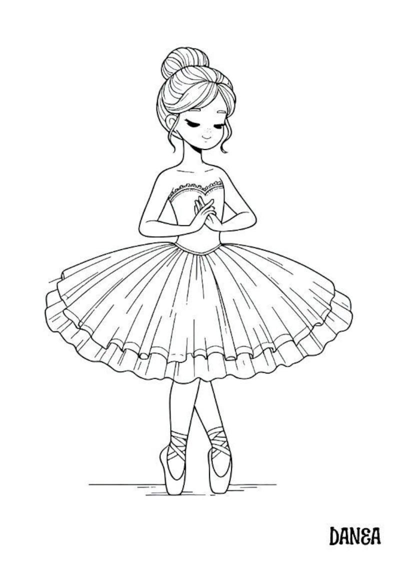 Ballerina Coloring Page | Kids Printable Coloring Page - Etsy