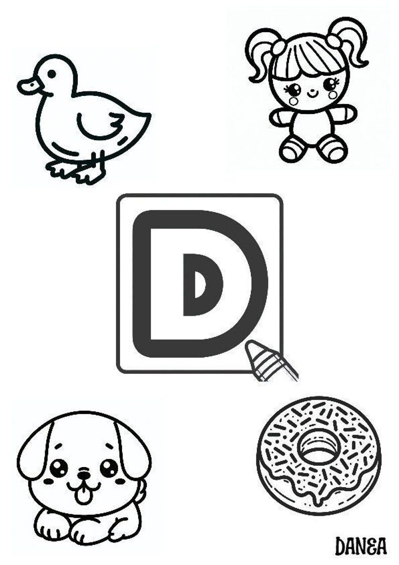 Letter D Coloring Page Learning Coloring Page Alphabet Coloring Page ...