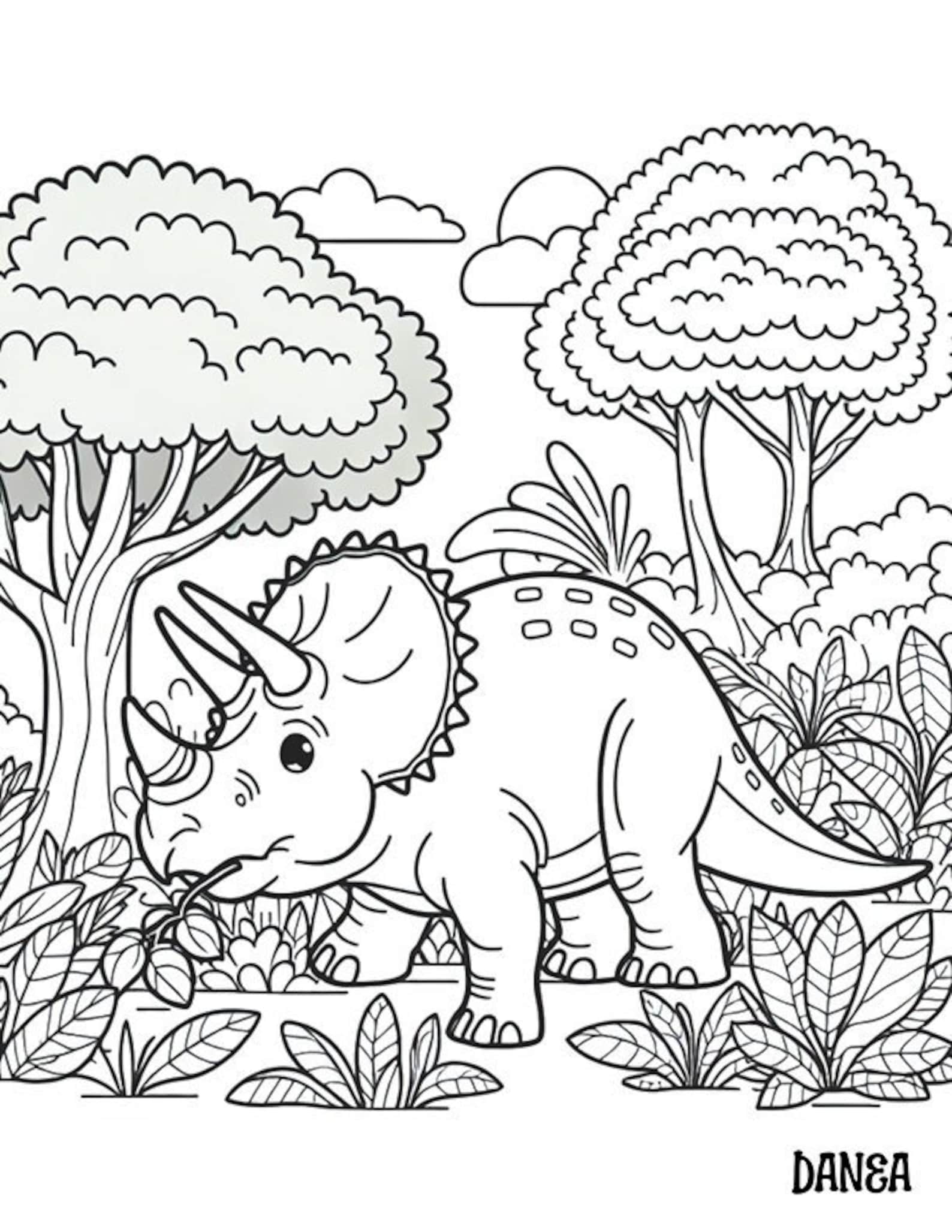 Triceratops Printable Coloring Page | Dinosaur Coloring Page | Kids ...