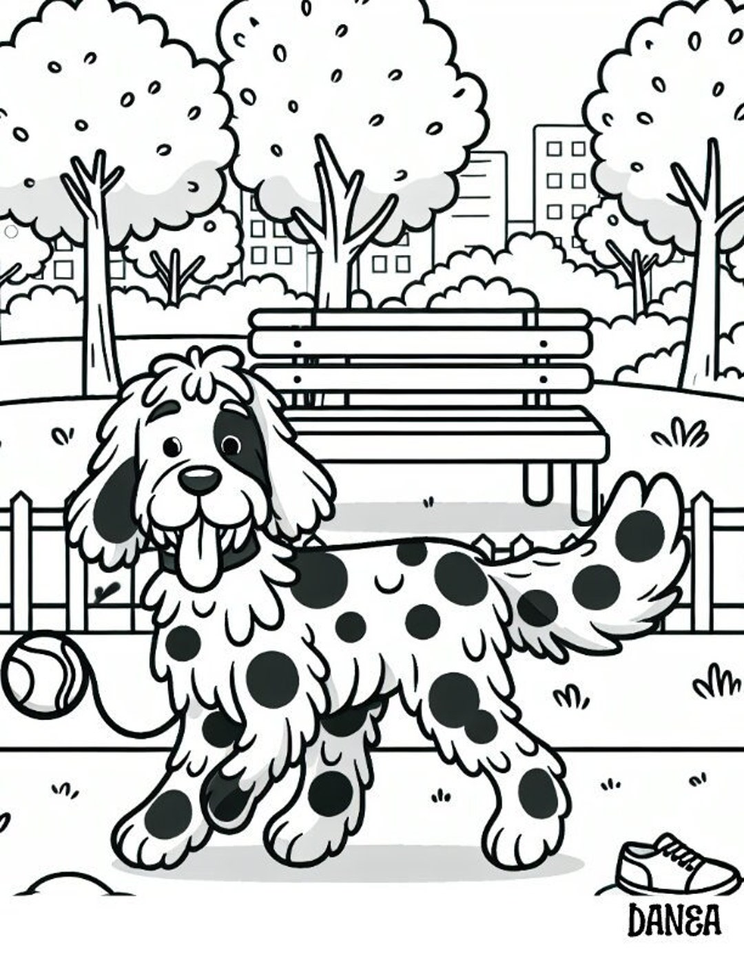 Playful Labradoodle Coloring Page | Kids Printable Coloring Page - Etsy