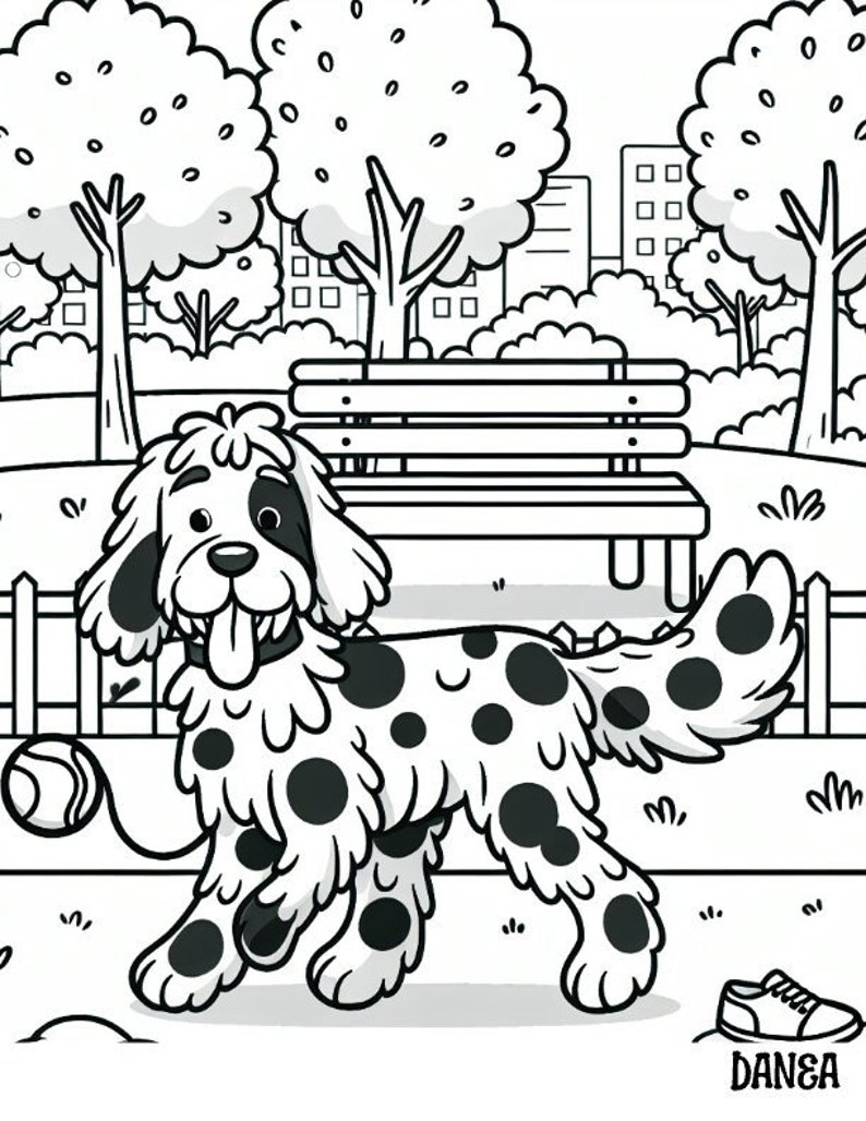 Playful Labradoodle Coloring Page | Kids Printable Coloring Page - Etsy