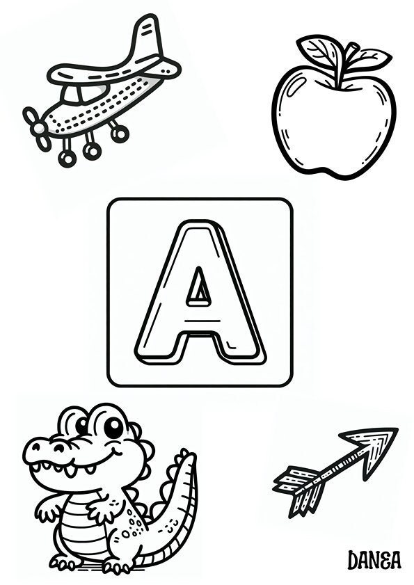 Letter A Coloring Page Learning Abcs Coloring Page Alphabet Printable ...