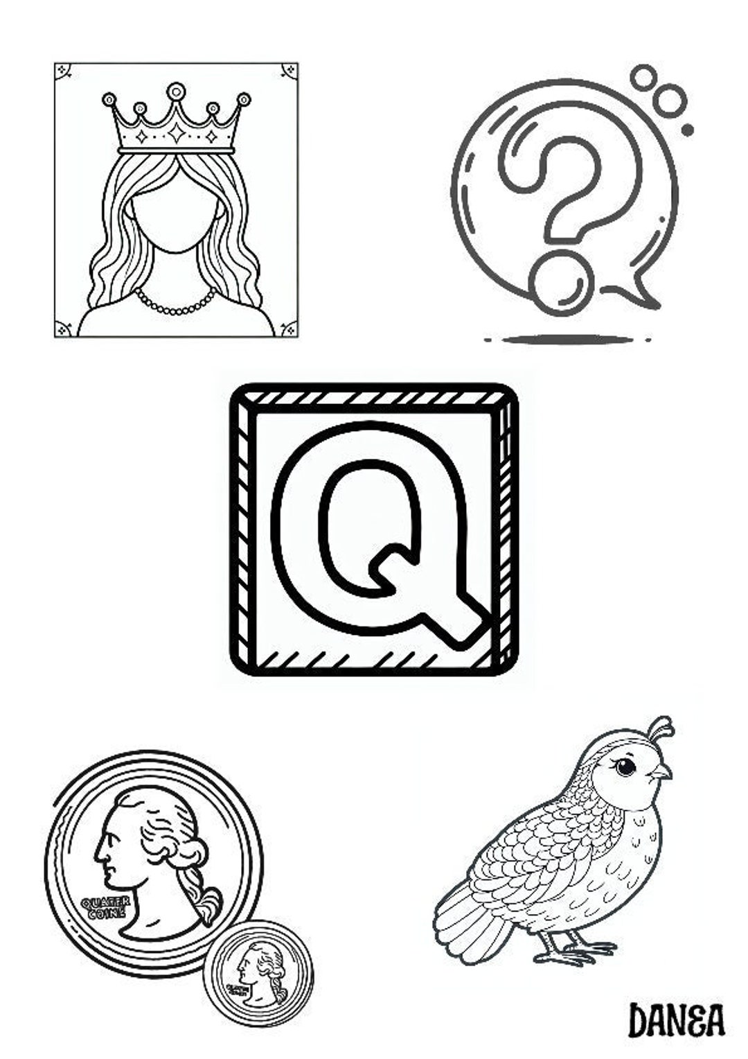 Letter Q Coloring Page Learning Abcs Coloring Page Alphabet Printable ...
