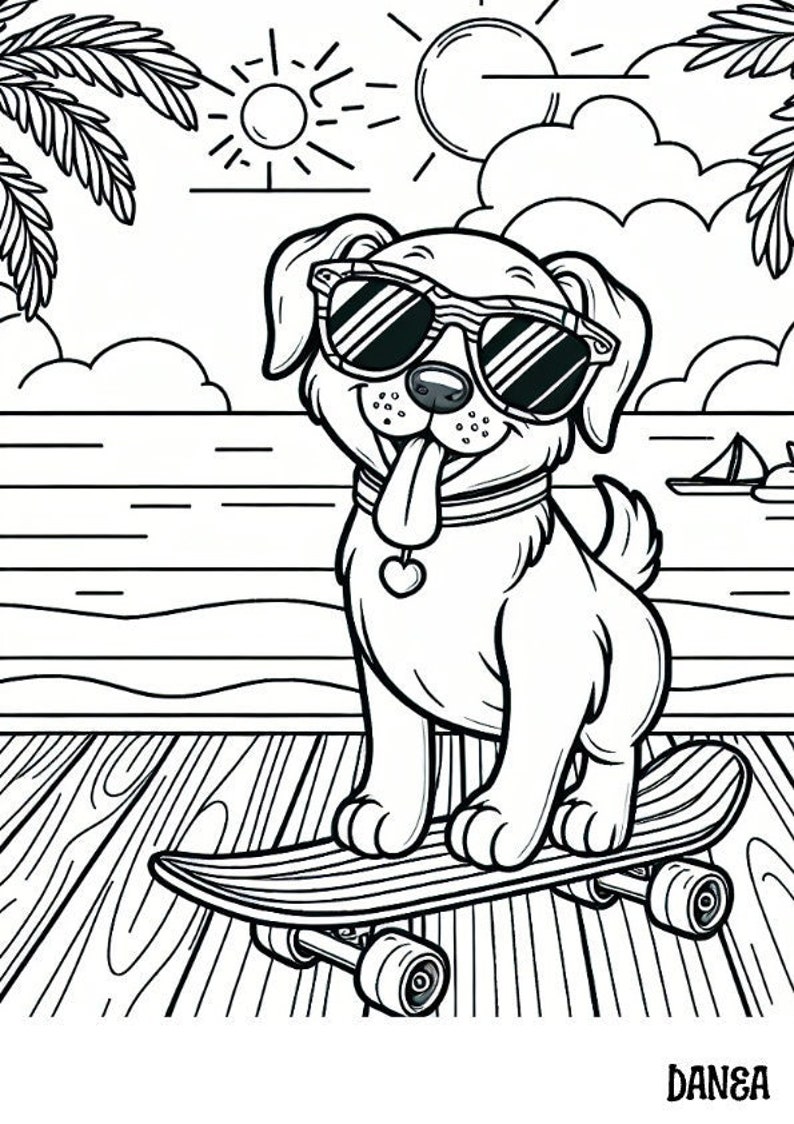 Skateboarding Dog Printable Coloring Page | Kids Printable Coloring ...