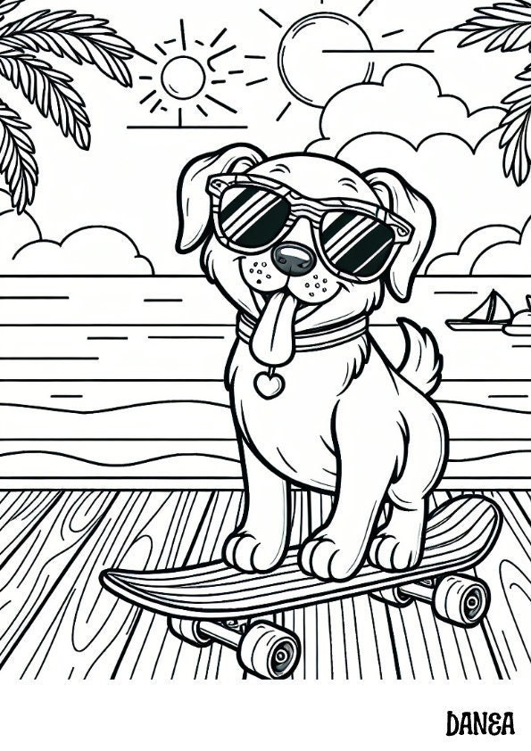 Skateboarding Dog Printable Coloring Page | Kids Printable Coloring ...