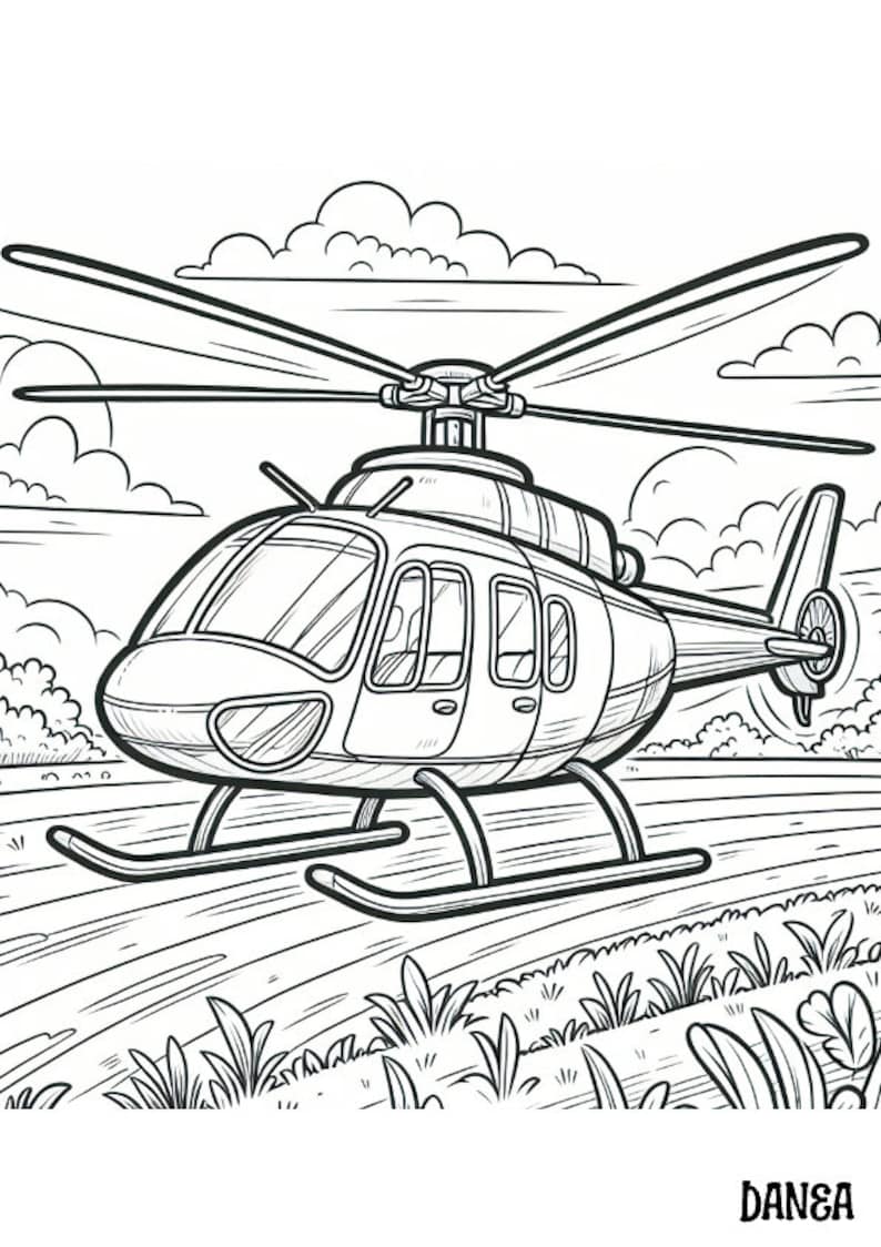 Helicopter Coloring Page | Kids Printable Coloring Page - Etsy