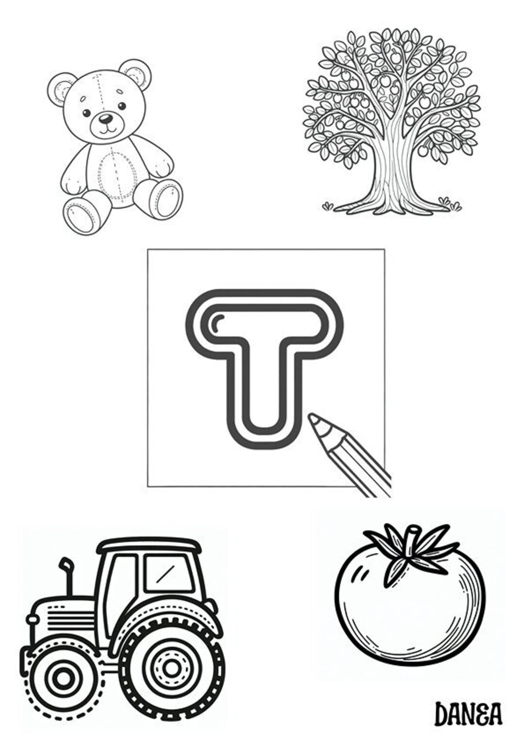 Letter T Coloring Page Learning Abcs Coloring Page Alphabet Printable ...