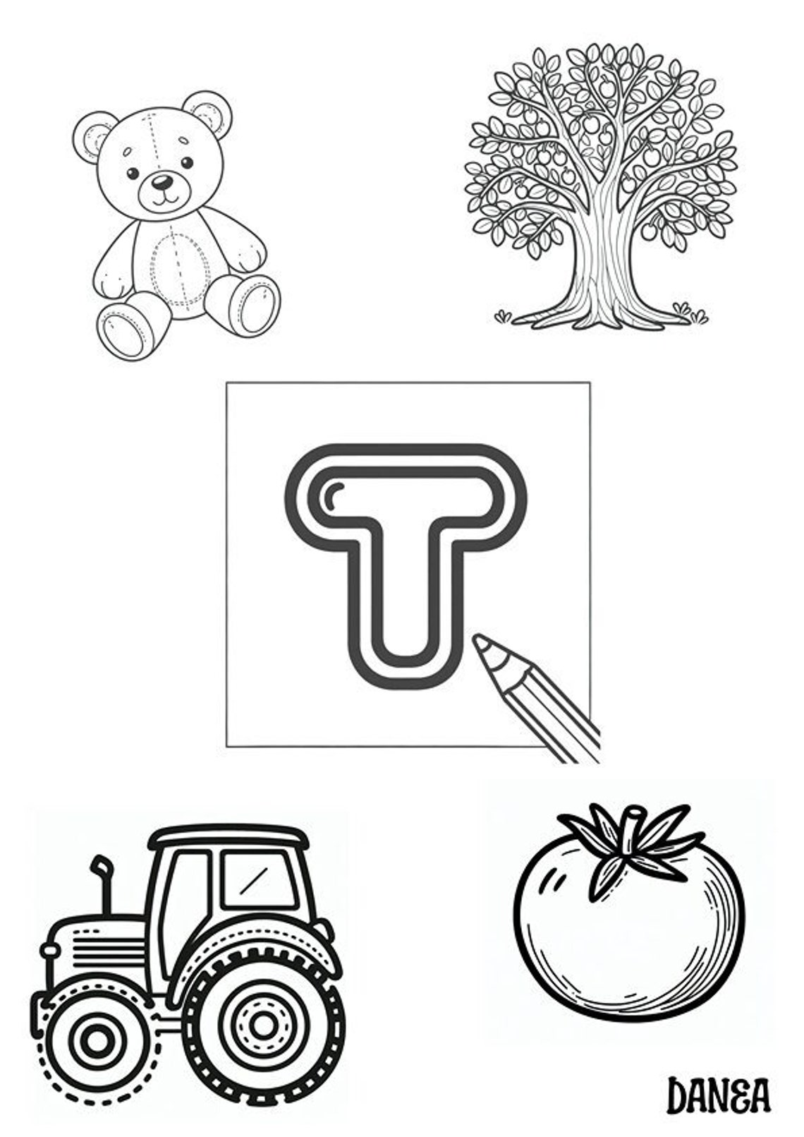 Letter T Coloring Page Learning Abcs Coloring Page Alphabet Printable ...