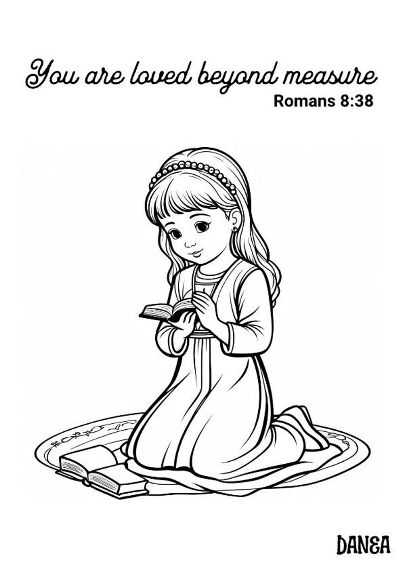 Girl Reading Her Bible and A Bible Verse Coloring Page | Kids Printable ...