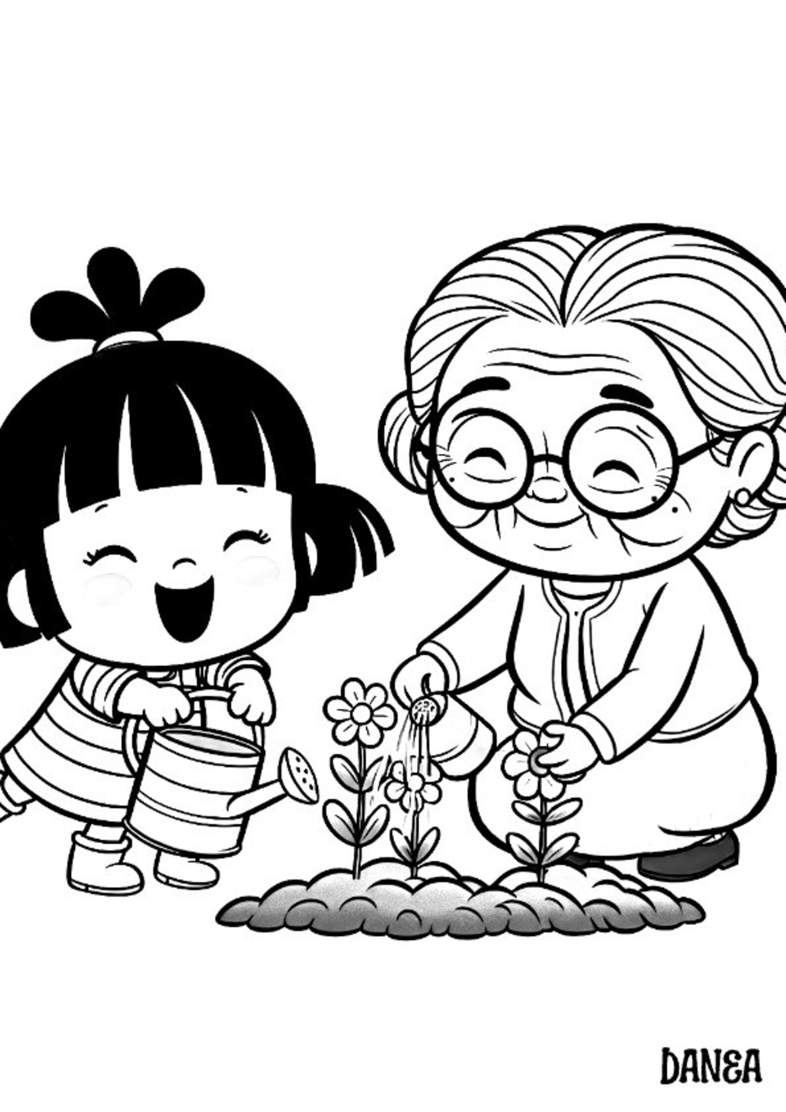 Gardening Coloring Page | Kids Printable Coloring Page | Girl and ...
