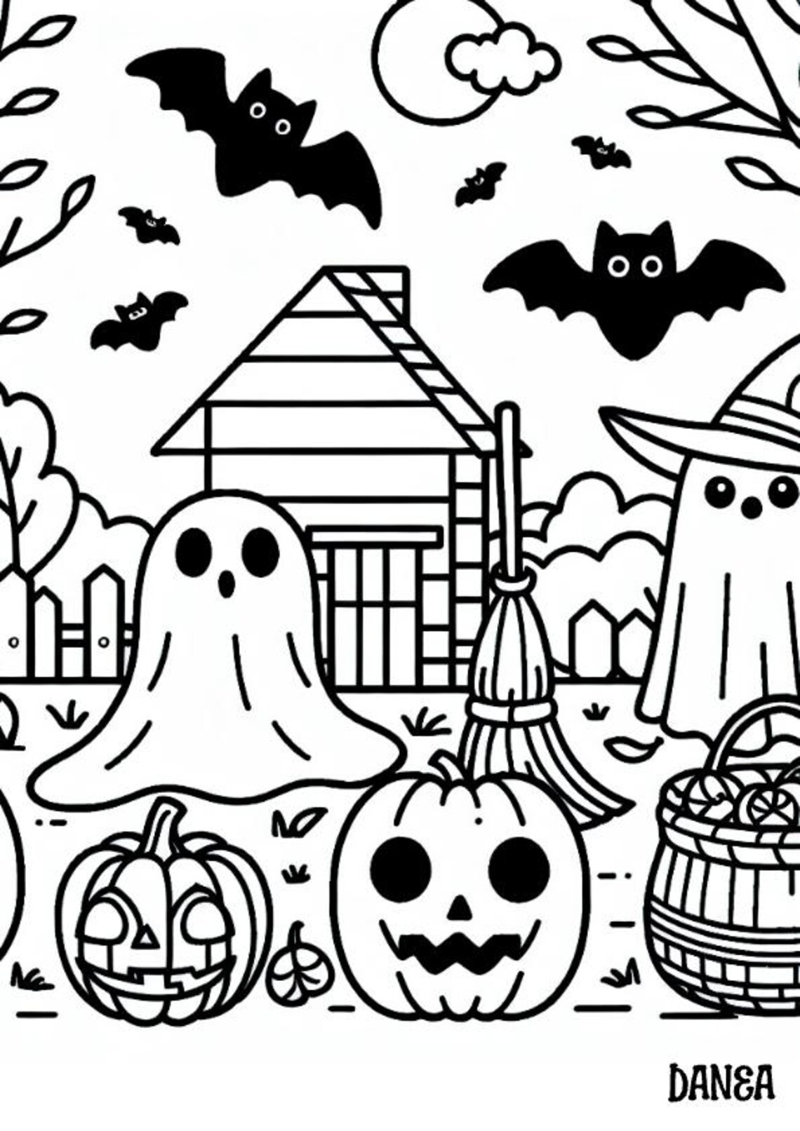 Halloween Party Coloring Page Printable Kids Halloween Coloring Page ...