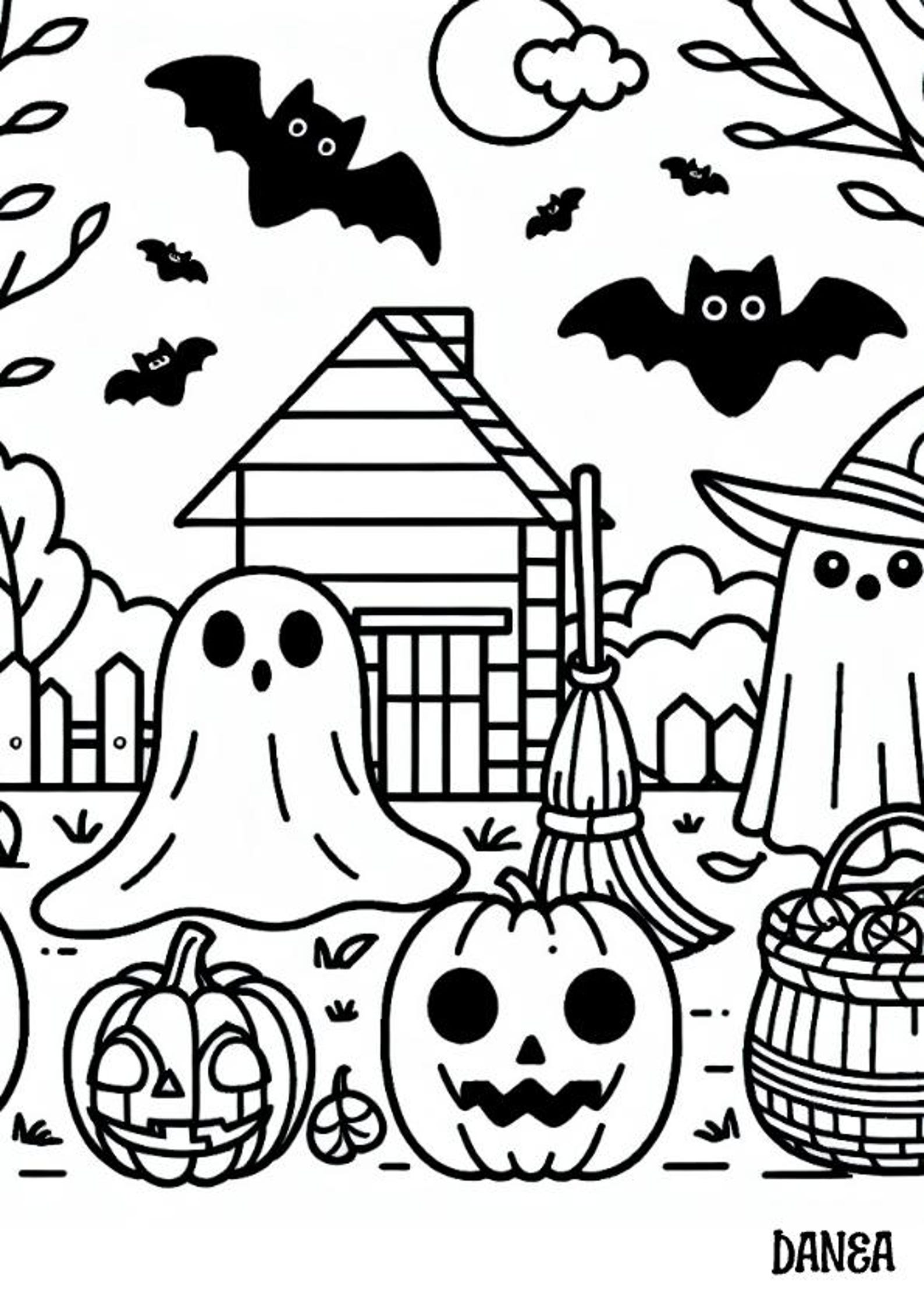Halloween Party Coloring Page Printable Kids Halloween Coloring Page ...
