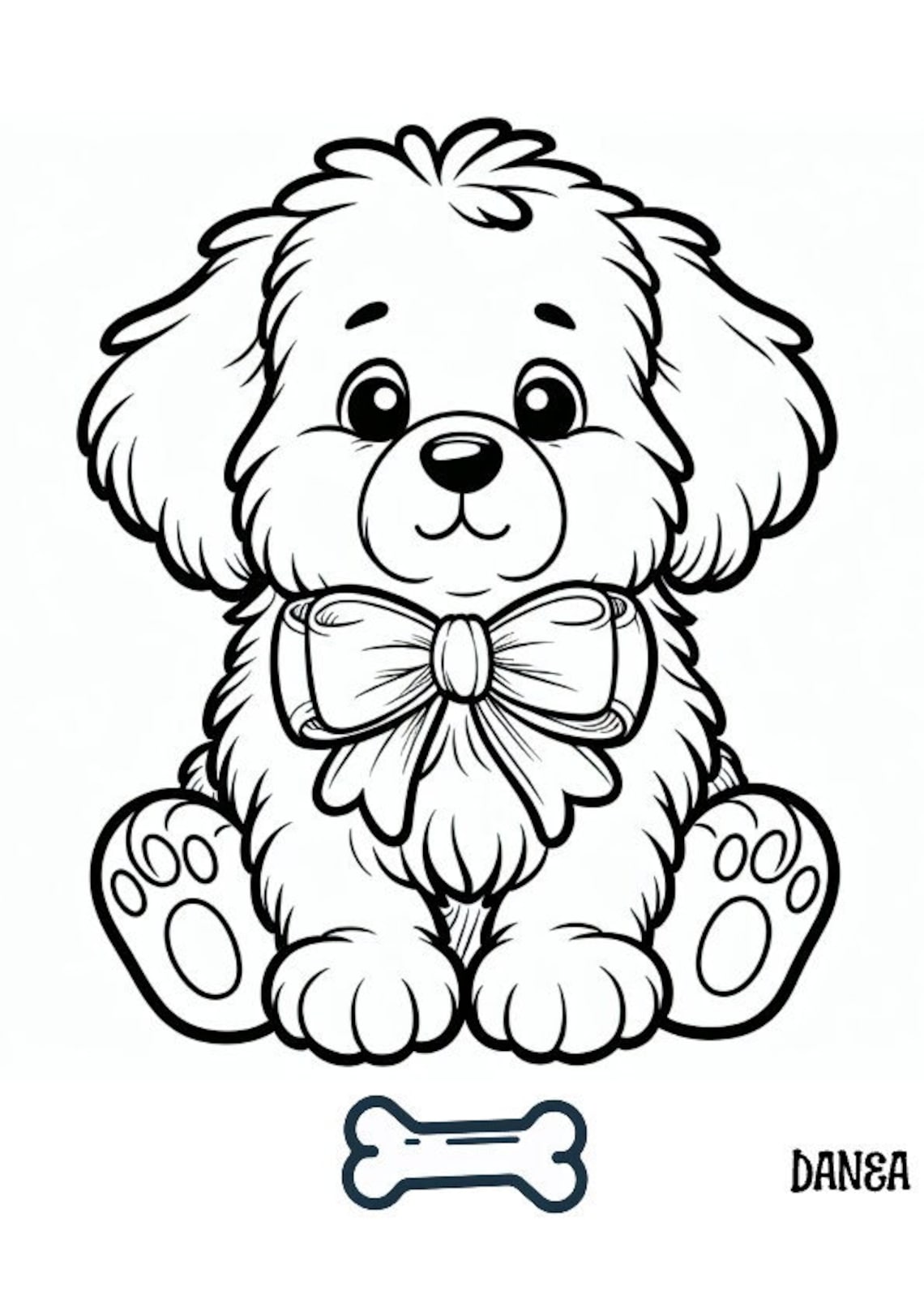 Puppy Coloring Page | Kids Printable Coloring Page - Etsy