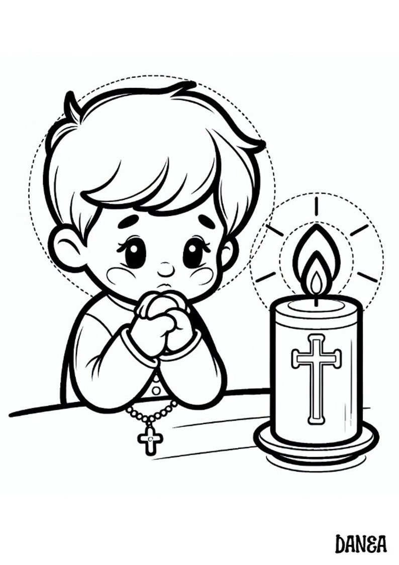 Praying Boy Coloring Page | Jesus Coloring Page | Little Boy Praying ...