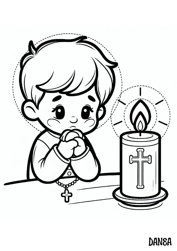 Praying Boy Coloring Page | Jesus Coloring Page | Little Boy Praying ...