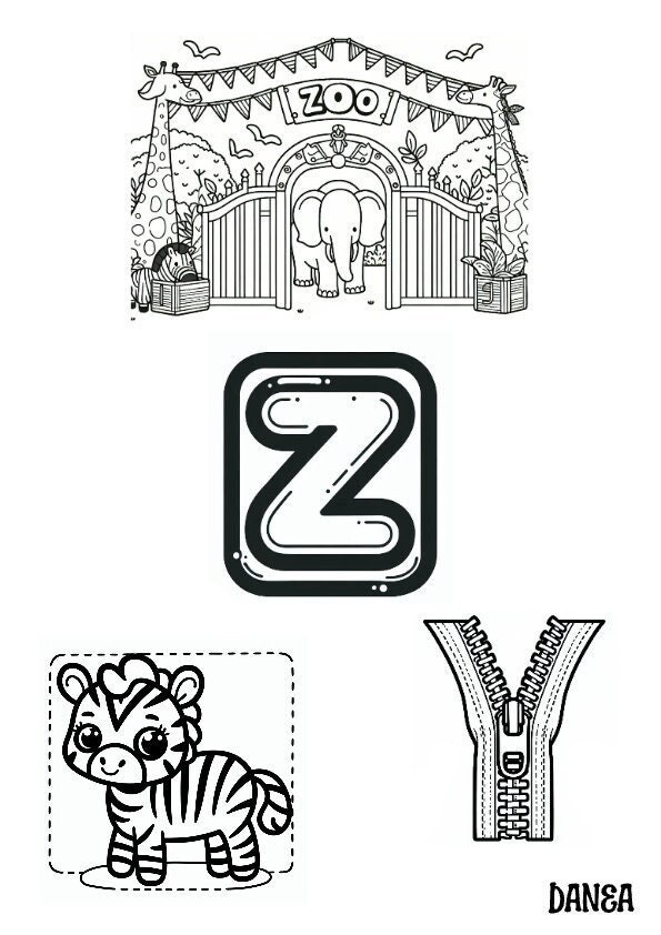 Letter Z Coloring Page Learning Abcs Coloring Page Alphabet Printable ...