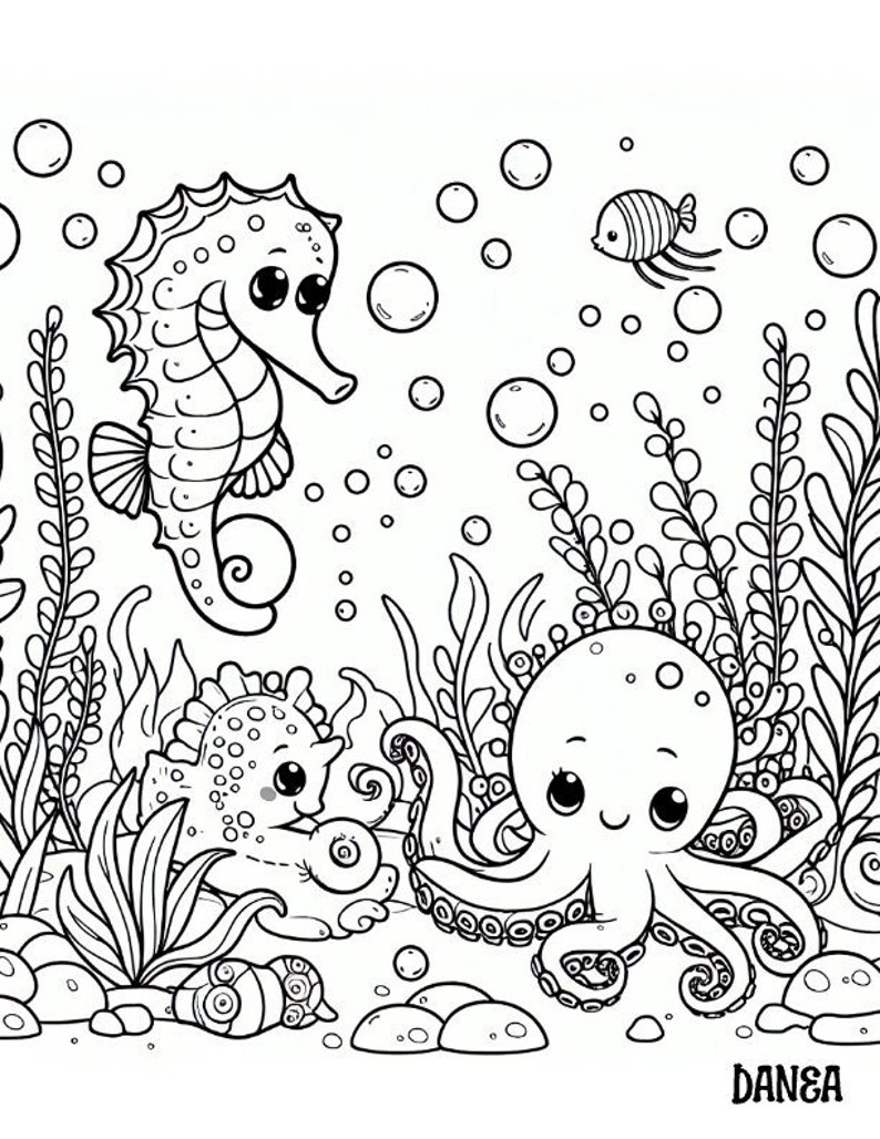 Under the Sea Printable Coloring Page | Kids Coloring Page - Etsy