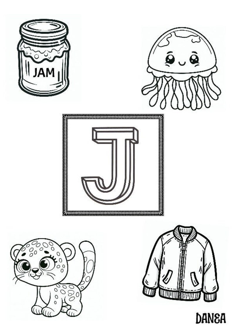 Letter J Coloring Page Learning Abcs Coloring Page Alphabet Printable ...