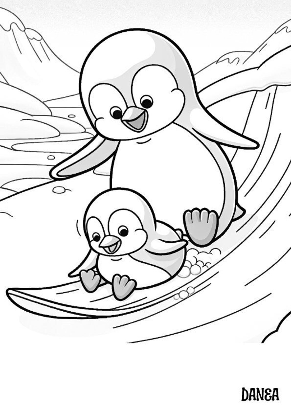 Penguins on Ice Coloring Page | Kids Printable Coloring Page - Etsy