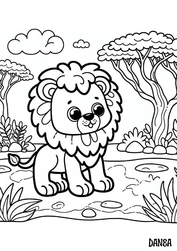 Baby Lion Printable Coloring Page | Kids Printable Coloring Page - Etsy