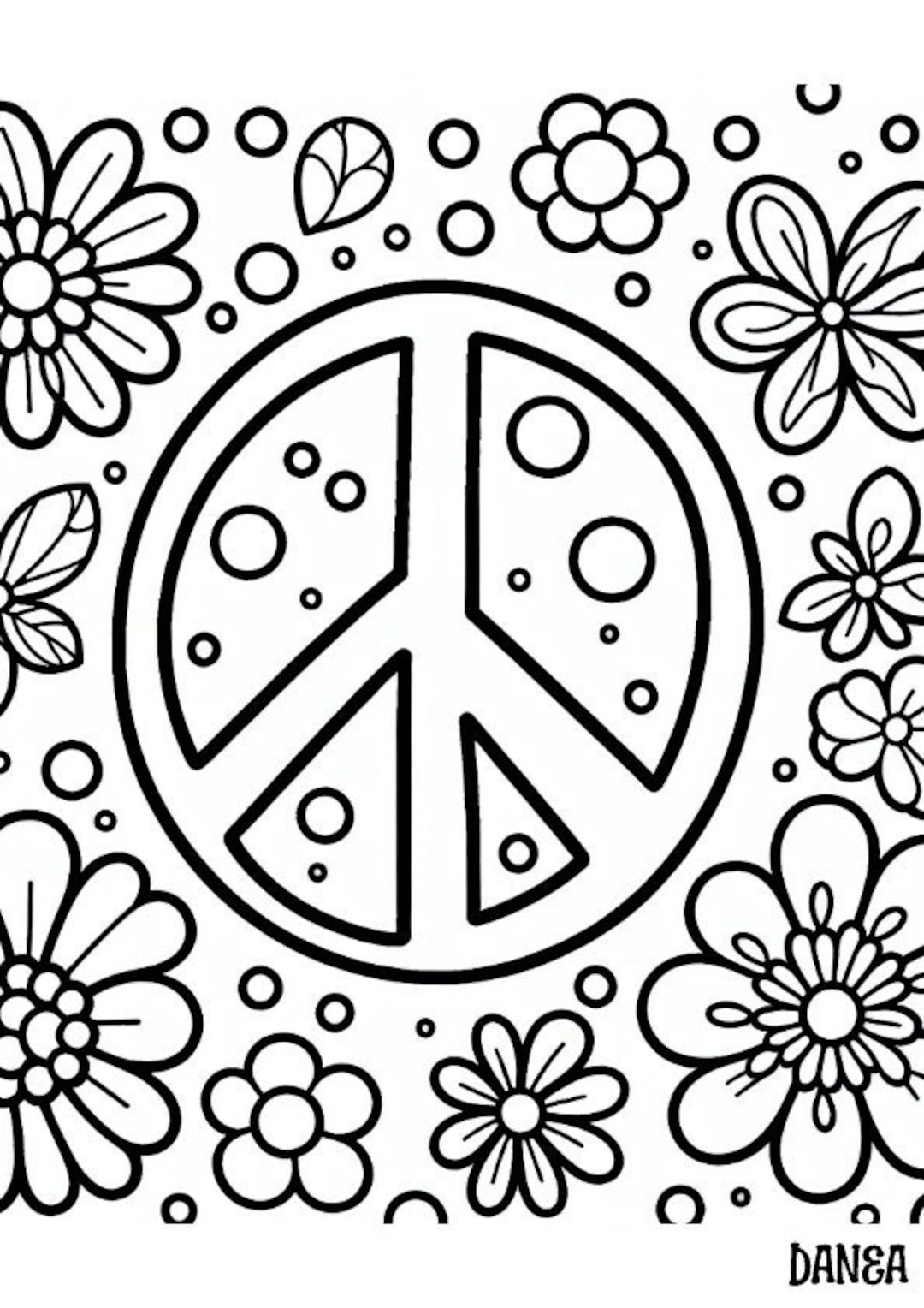 Peace Sign Coloring Page | Hippie Coloring Page | Kids Printable ...